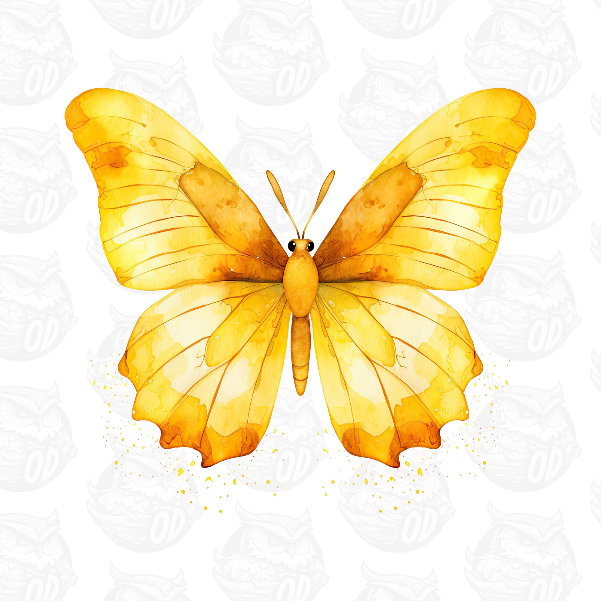 Watercolor Gold & Yellow Color Butterfly Clipart, 160 Separate PNG ...