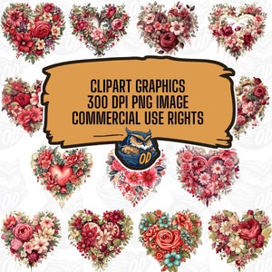 Floral Hearts Clipart Png, Valentines Day, Cute Heart, Love, Flowers ...