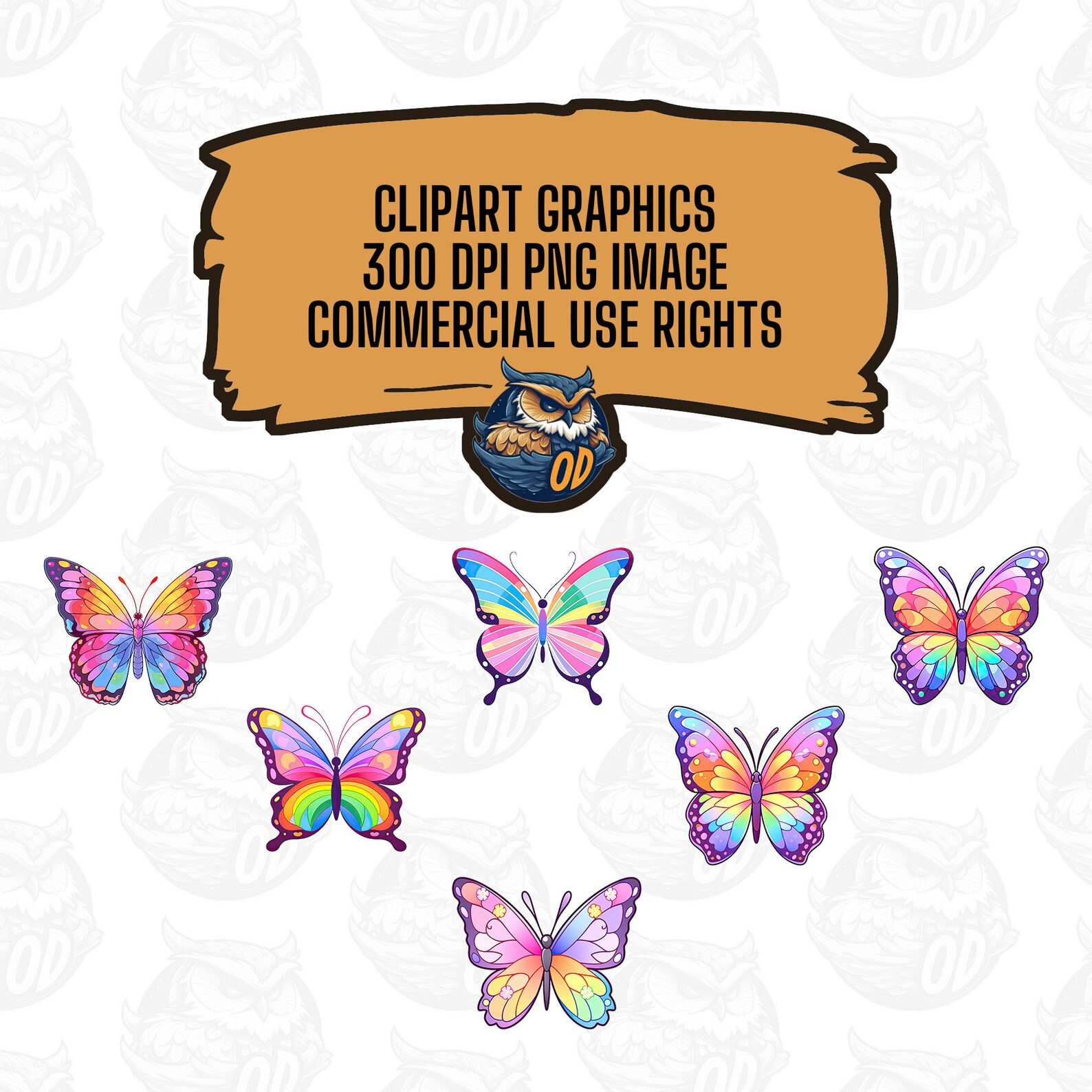 Butterflies Clipart, Color Butterflies Bundle Png, Rainbow Butterfly ...