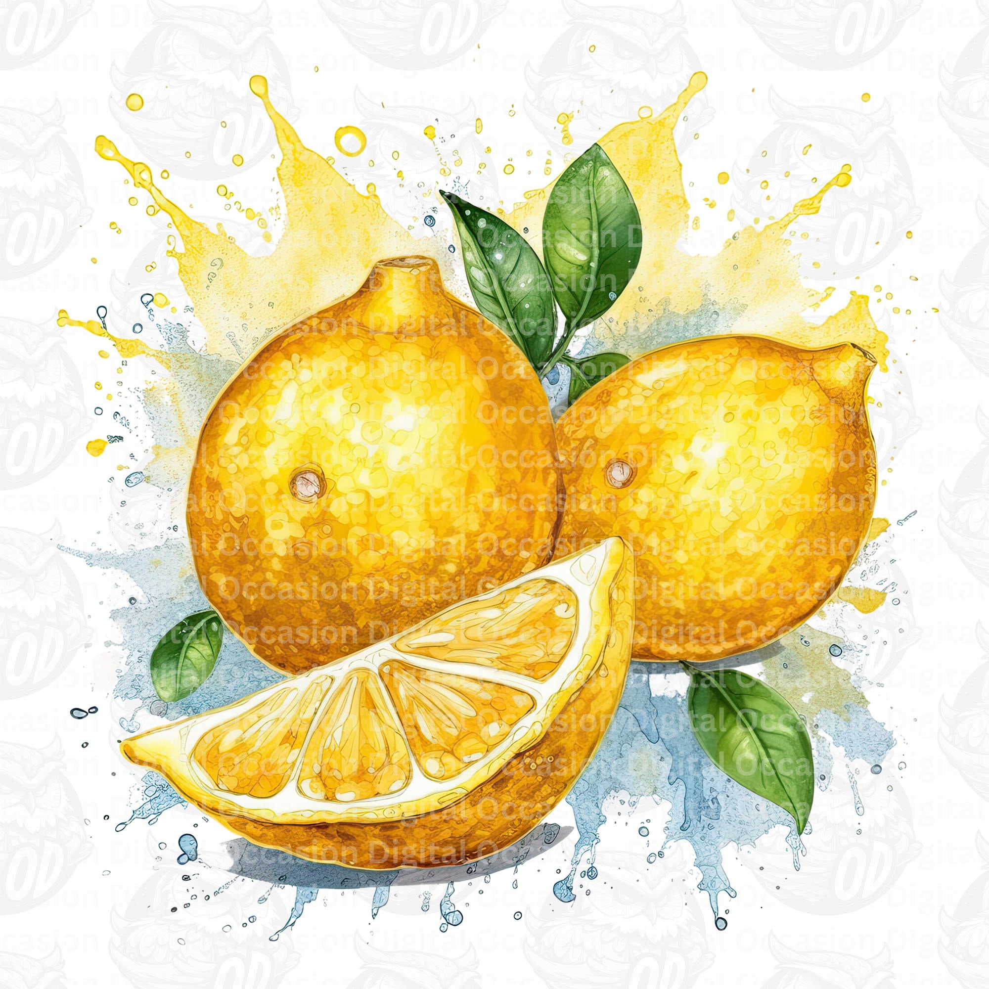 Watercolor Lemon Clipartdigital Png Lemonadefruit Cart - Etsy