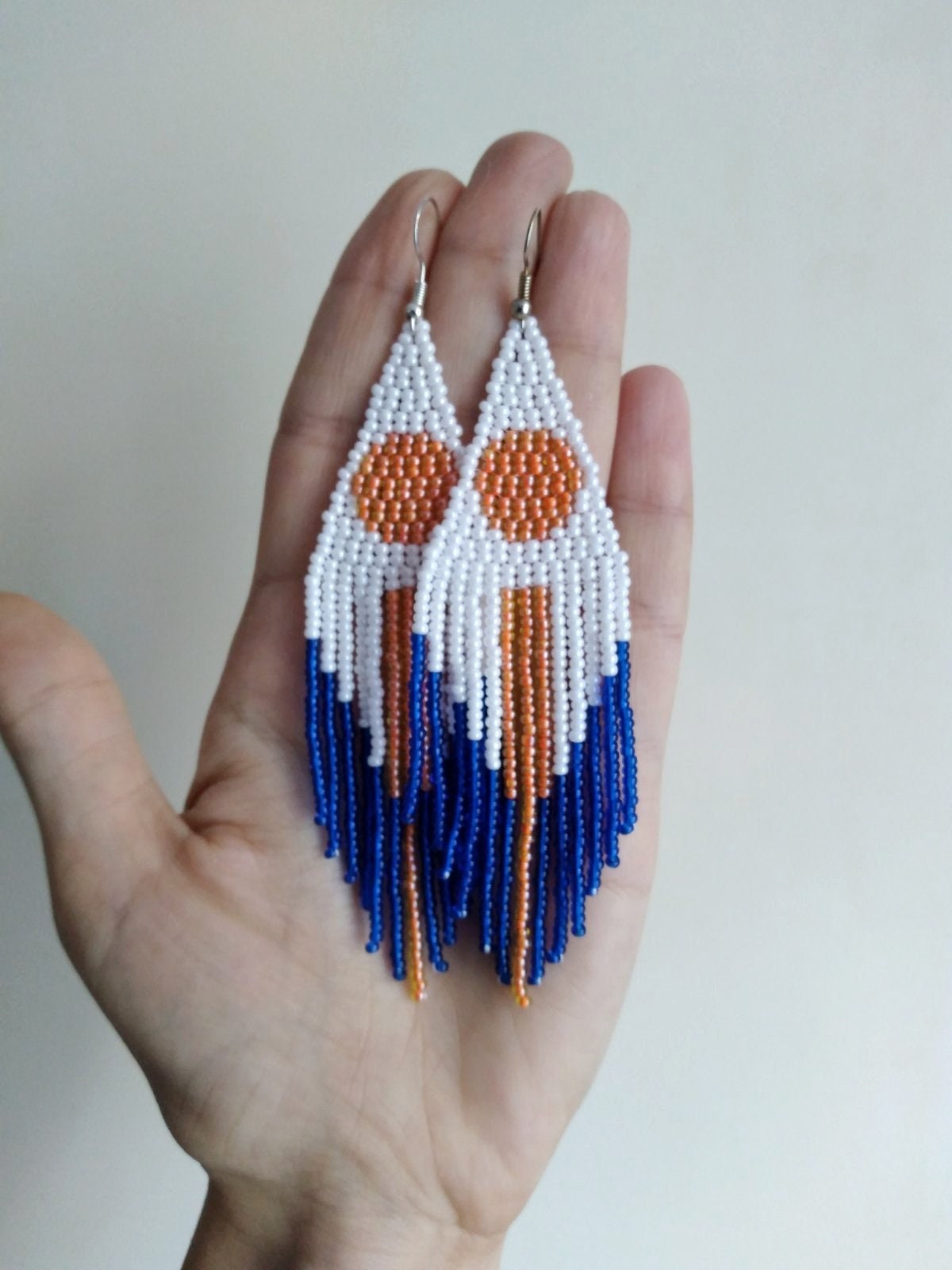 Beaded Earrings Sun Beaded Earrings Boho Sun Fringe Seed Bead | Etsy