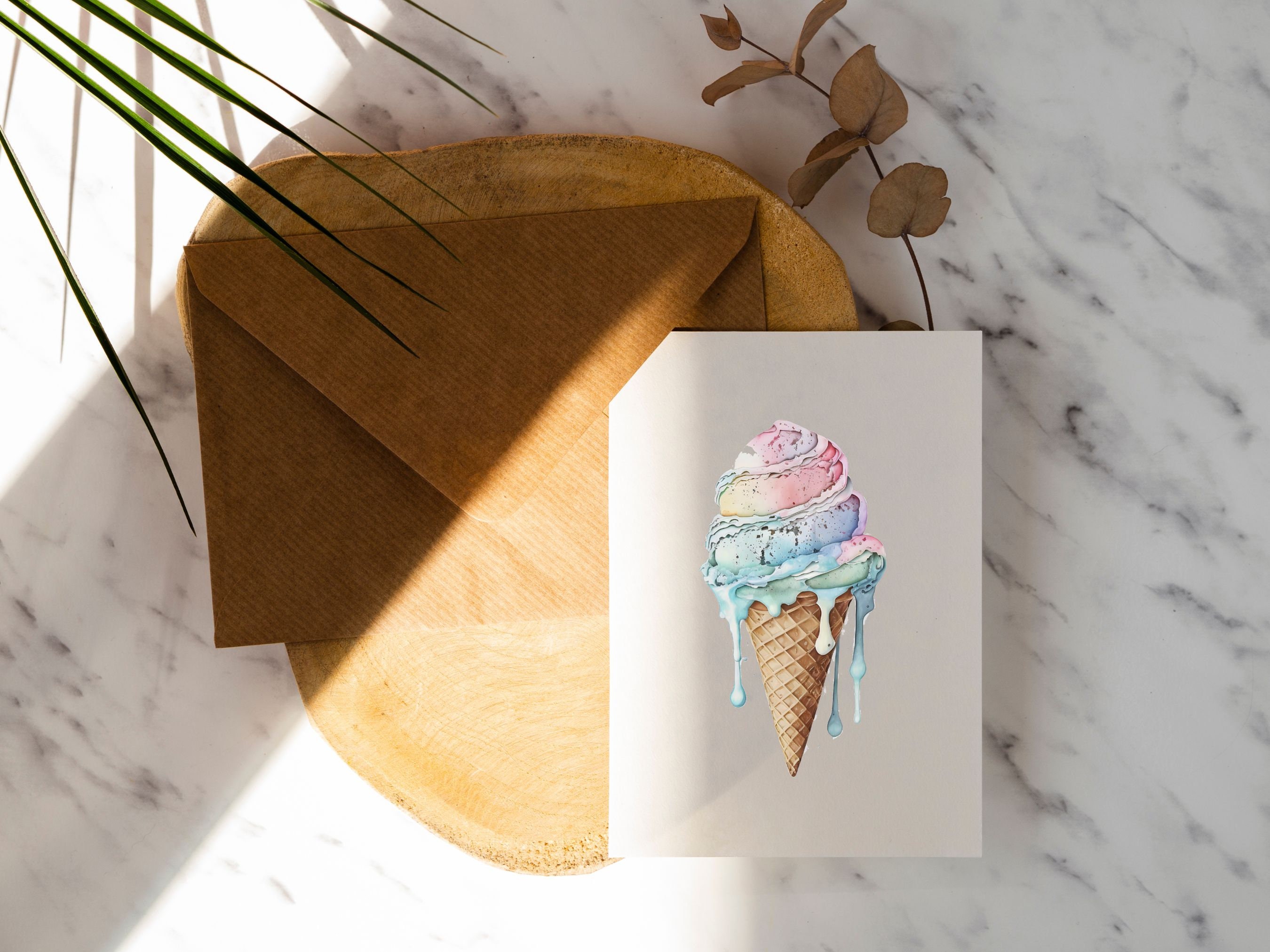 Watercolor Ice Cream Clipart, Cones and Sundaes, Ice Cream Truck Clip ...