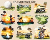 Watercolor Golf Clipart Springtime Cute Golf Clip Art - Etsy