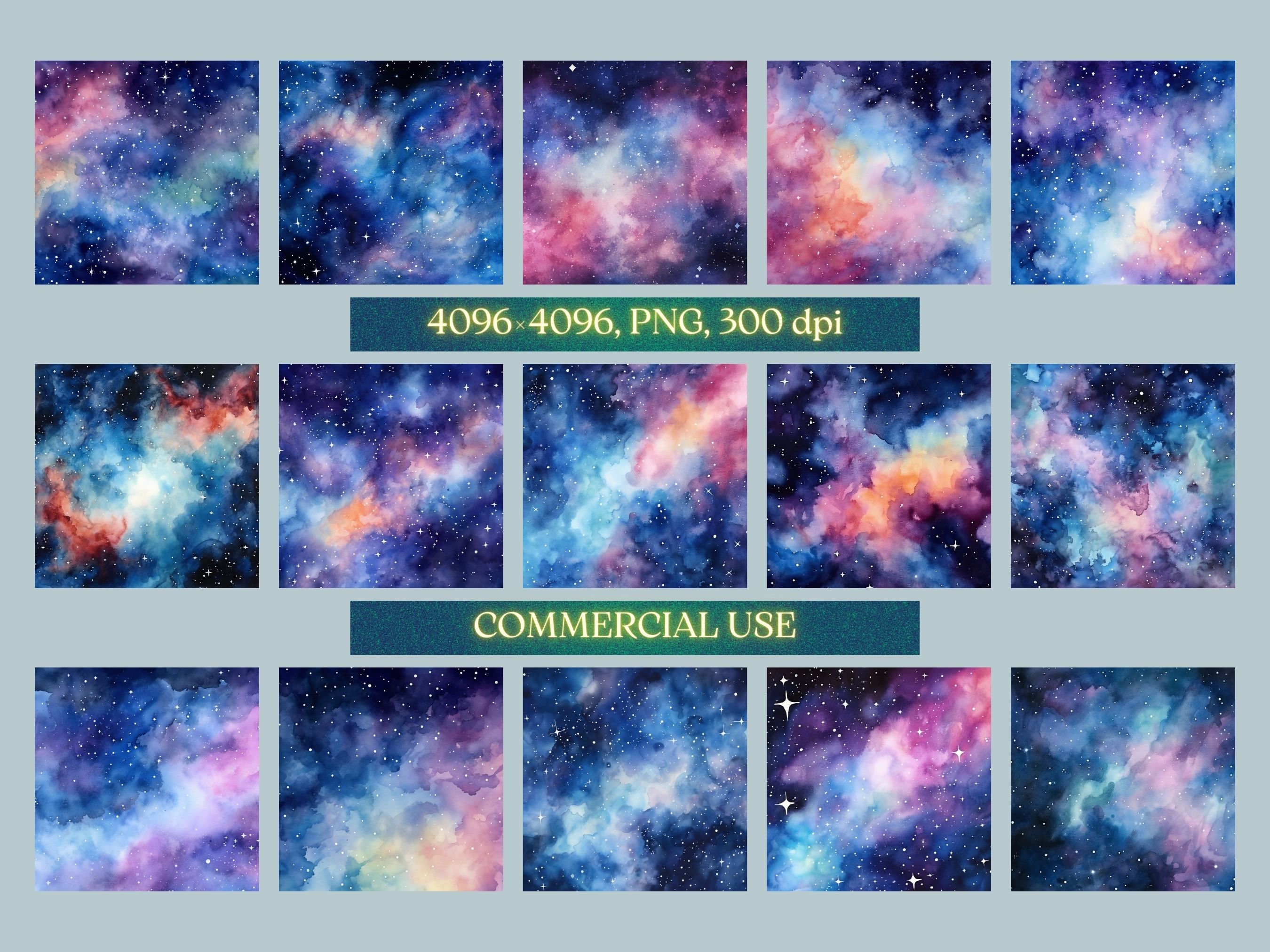 Watercolor Galaxy Digital Papers PNG, Outer Cosmos Space Digital ...