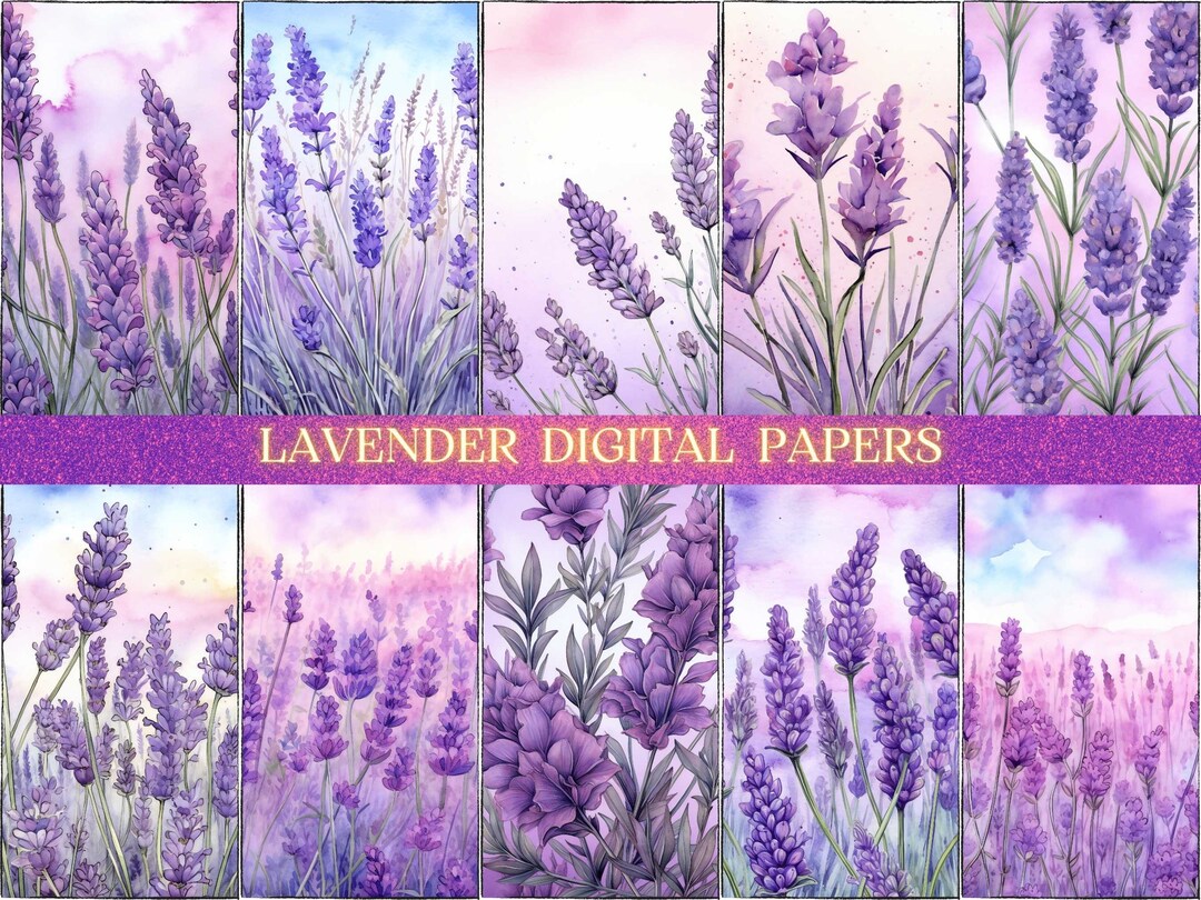 Watercolor Lavender Digital Paper, Floral Background, Abstract Lavender ...