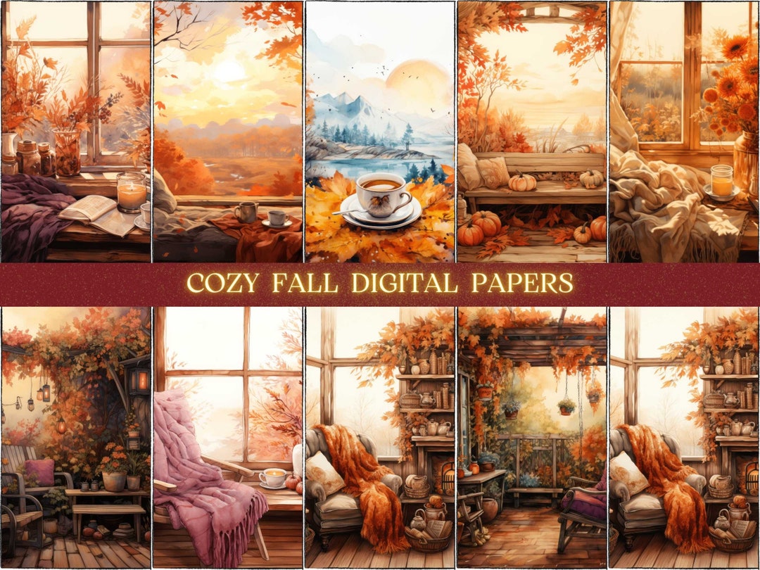 Cozy Autumn Digital Paper Junk Journal Kit, Fall Junk Journal Pages ...