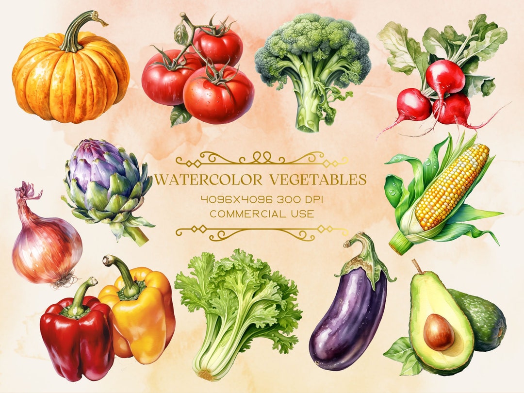 Beautiful Watercolor Vegetables Clip Art, Garden Vegetable, Vegetable ...