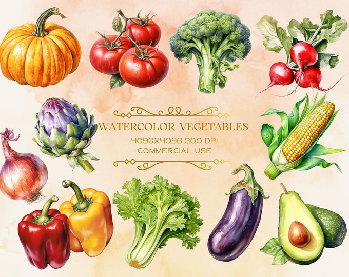 Beautiful Watercolor Vegetables Clip Art, Garden Vegetable, Vegetable ...