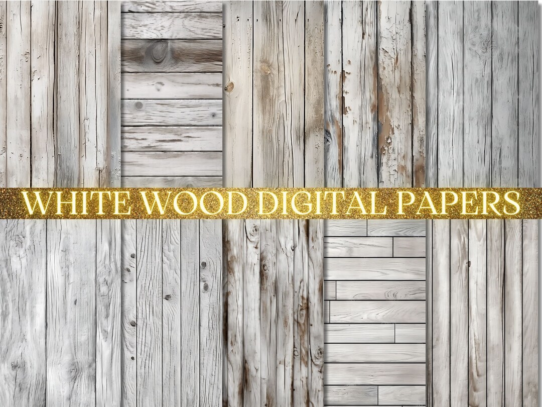 White Wood Background Digital Papers, White Wooden Texture Paper ...