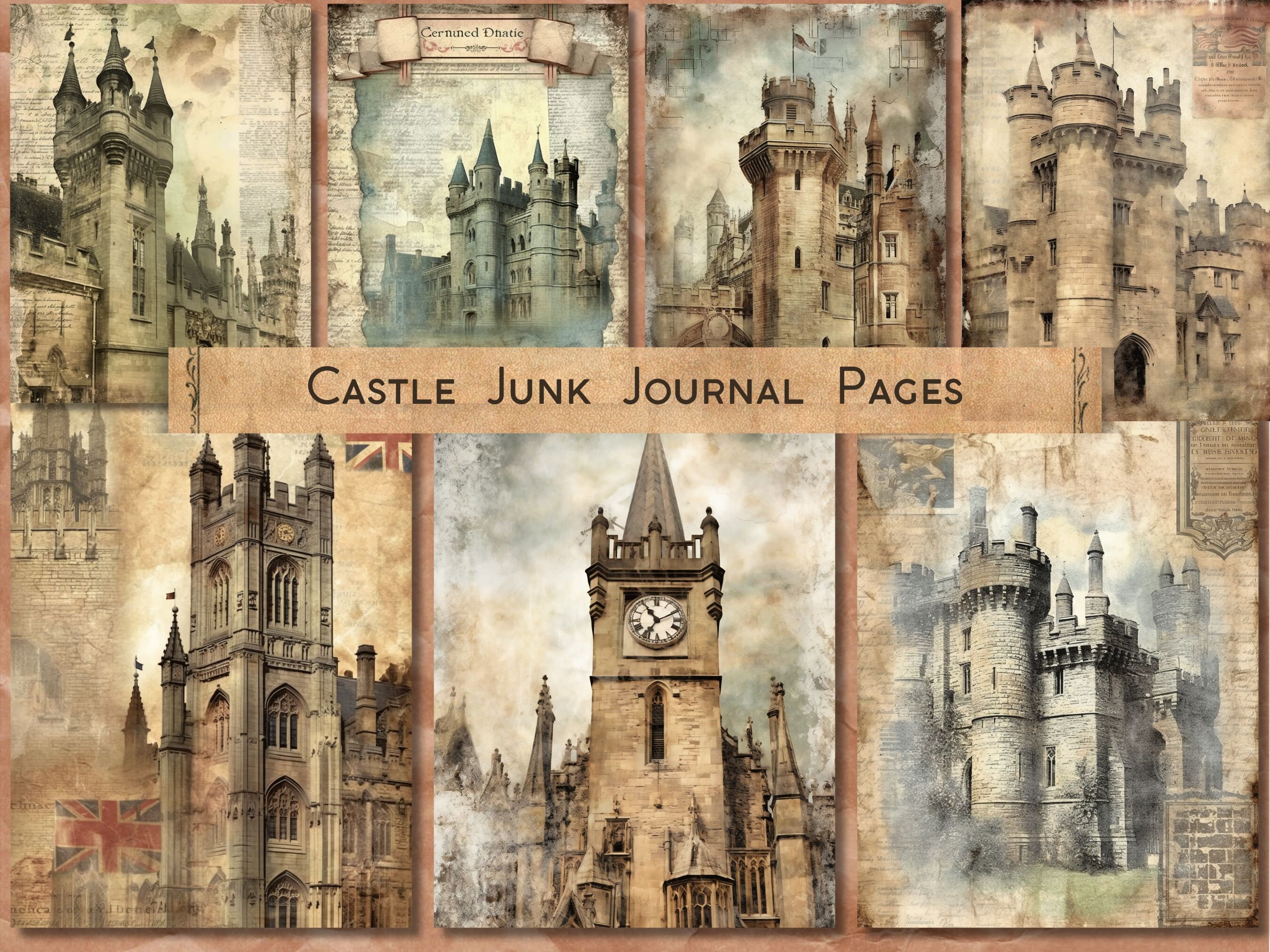 Medieval Castles, Junk Journal Pages, Scrapbook Kit, Commercial Use ...