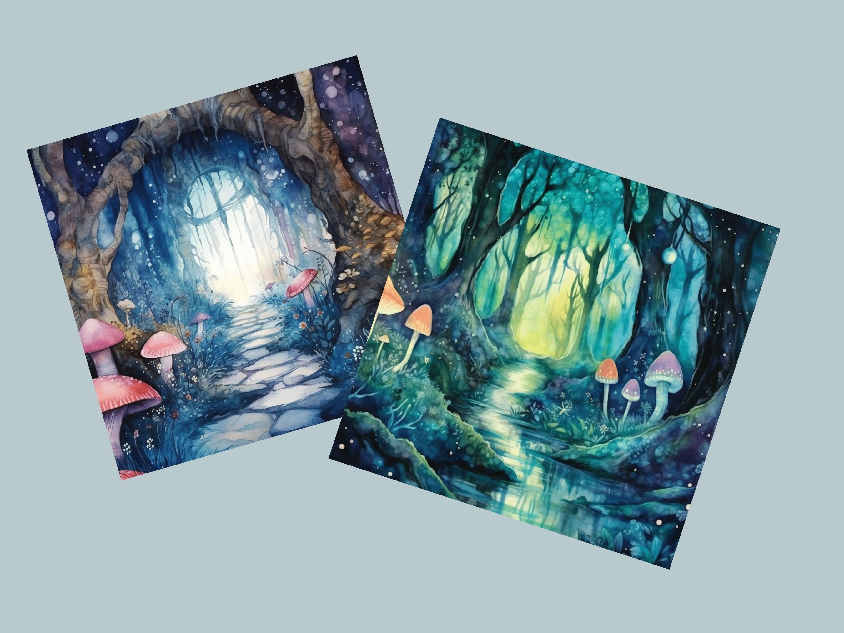 Printable Fantasy Enchanted Forest Digital Paper, Magical Mystery ...