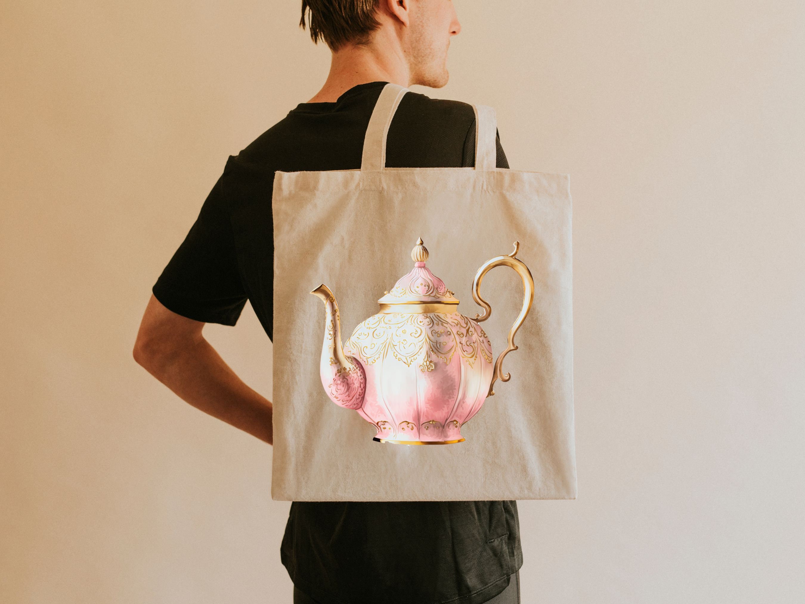 Watercolor Pink Gold Tea Clipart Tea Cups Tea Pot Garden Tea - Etsy