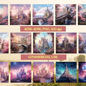 Medieval Castles Digital Paper, Printable Castle PNG Scrapbooking ...