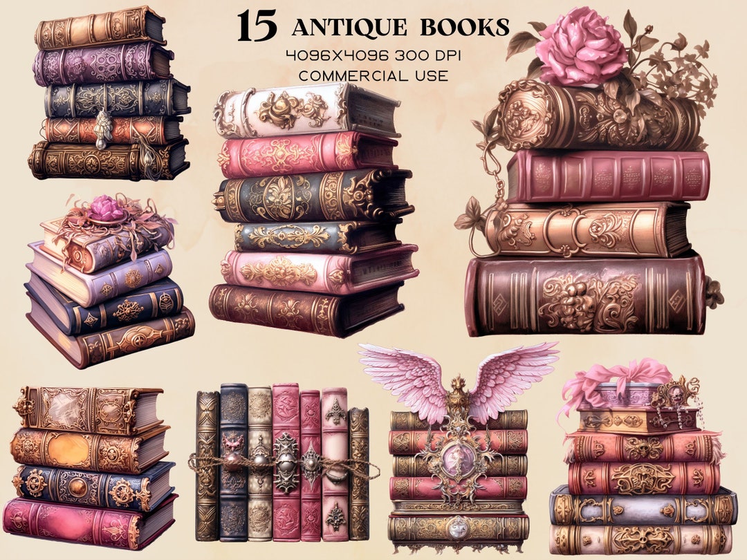 Antique Vintage Books Clipart Pack Old Book PNG Bundle Book Stack PNG ...