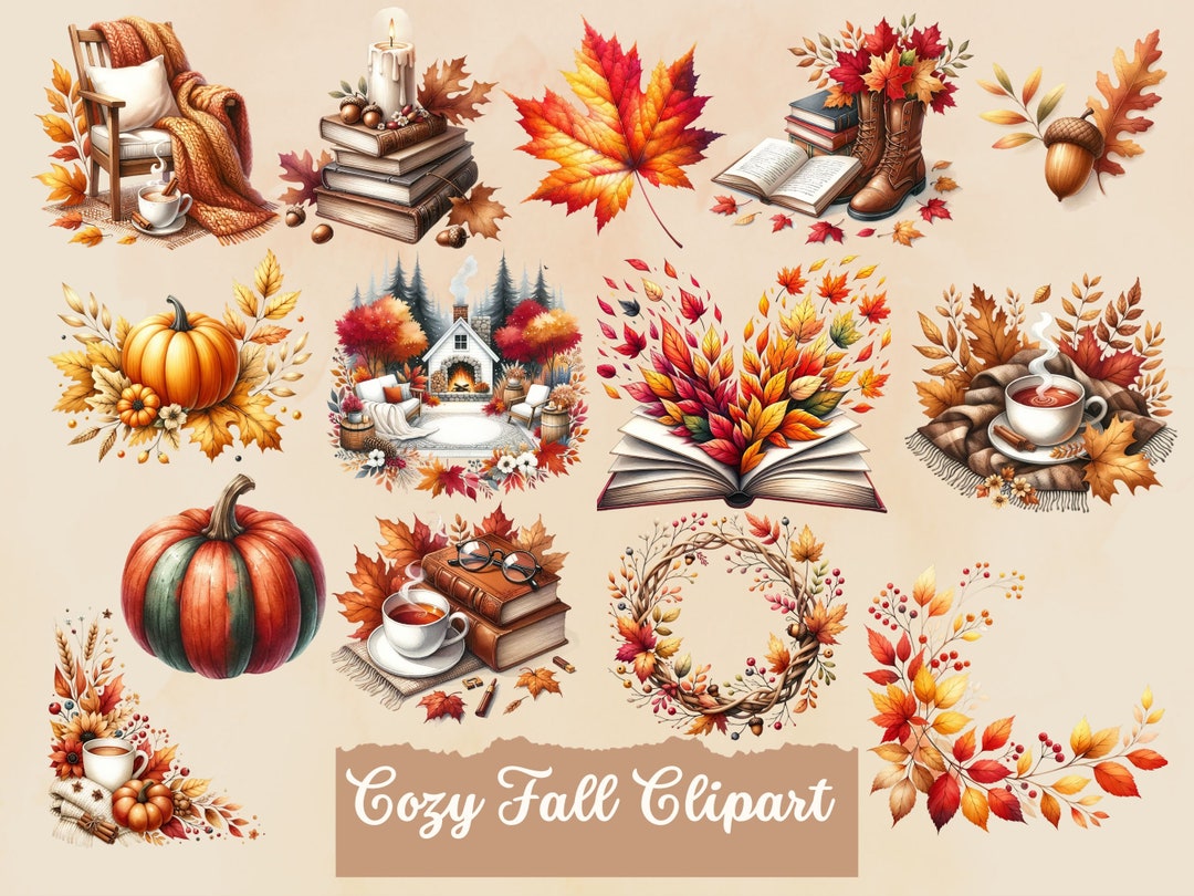 Watercolor Fall Decor Clipart, Autumn Clipart and Watercolour Fall ...