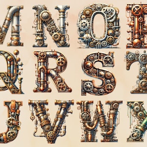 Steampunk Alphabet Bundle PNG, Steampunk Letters Clip Art, Digital ...
