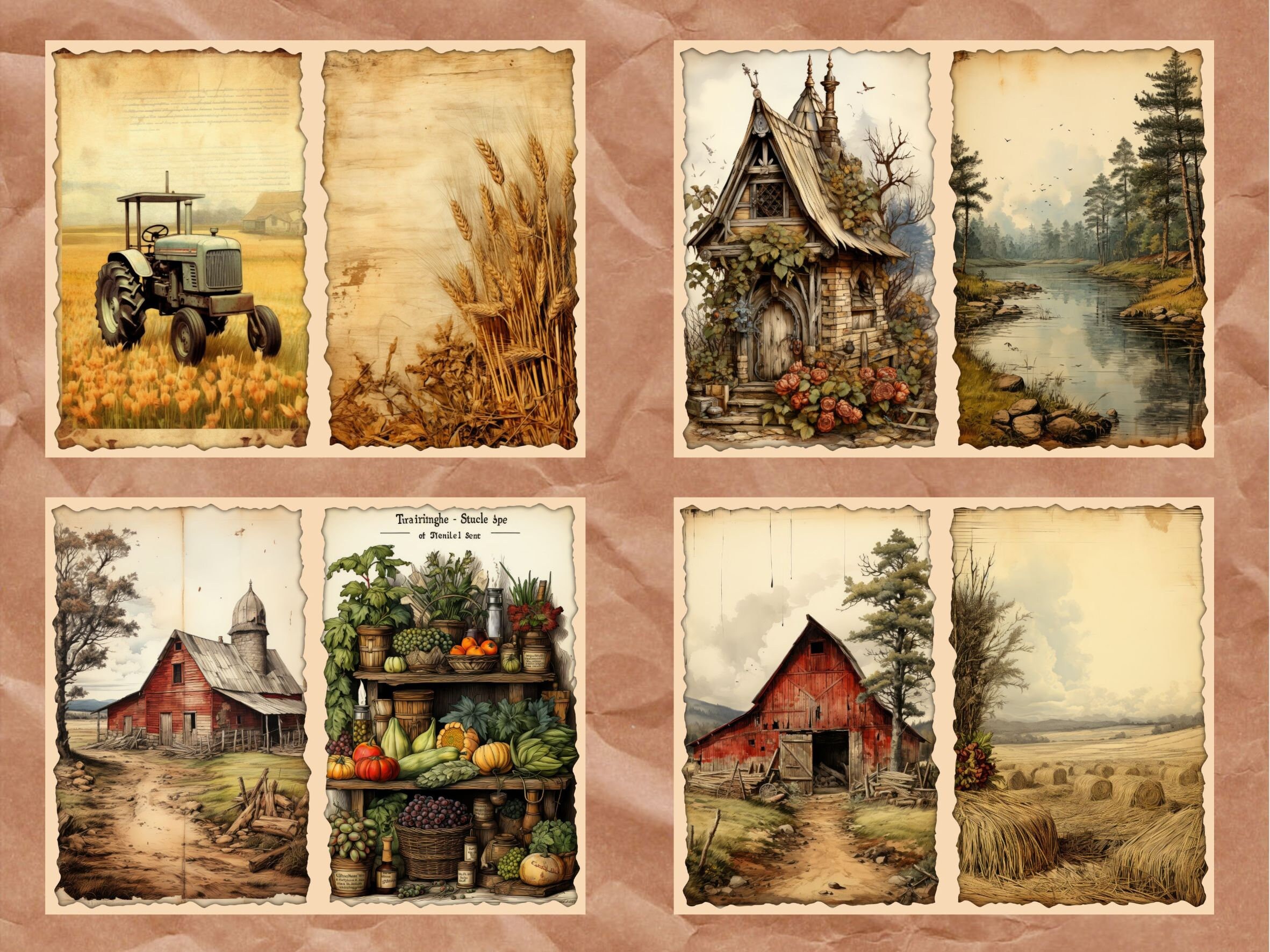 Farmhouse Junk Journal Kit, Rustic Country Journal Pages, Printable ...