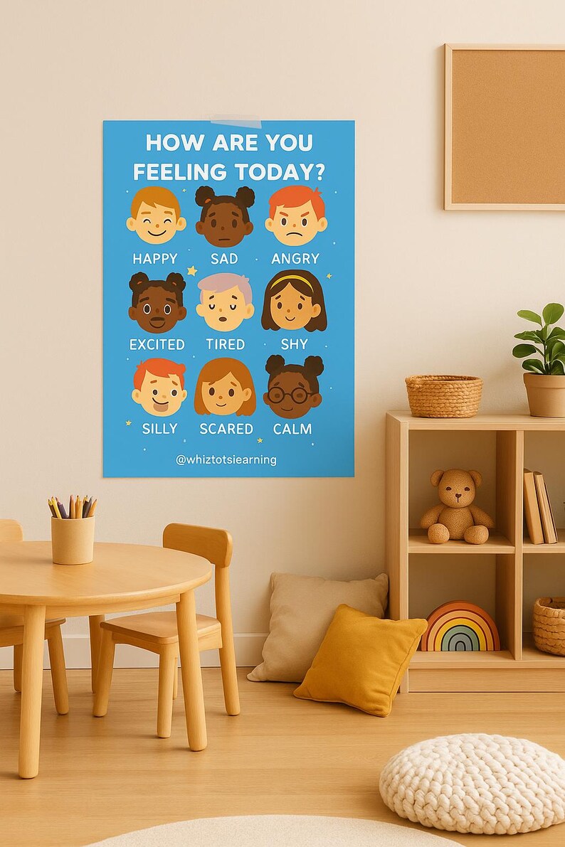 Kids Emotions Chart: Feelings Poster for Classroom or Calm Corner ...