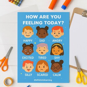 Kids Emotions Chart: Feelings Poster for Classroom or Calm Corner ...