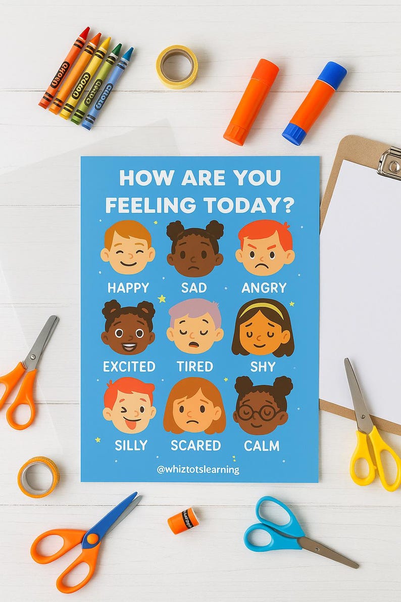 Kids Emotions Chart: Feelings Poster for Classroom or Calm Corner ...