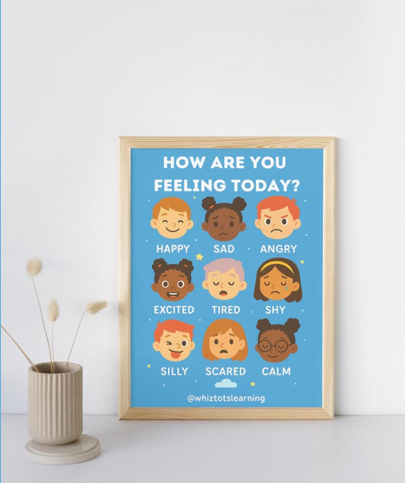 Kids Emotions Chart: Feelings Poster for Classroom or Calm Corner ...