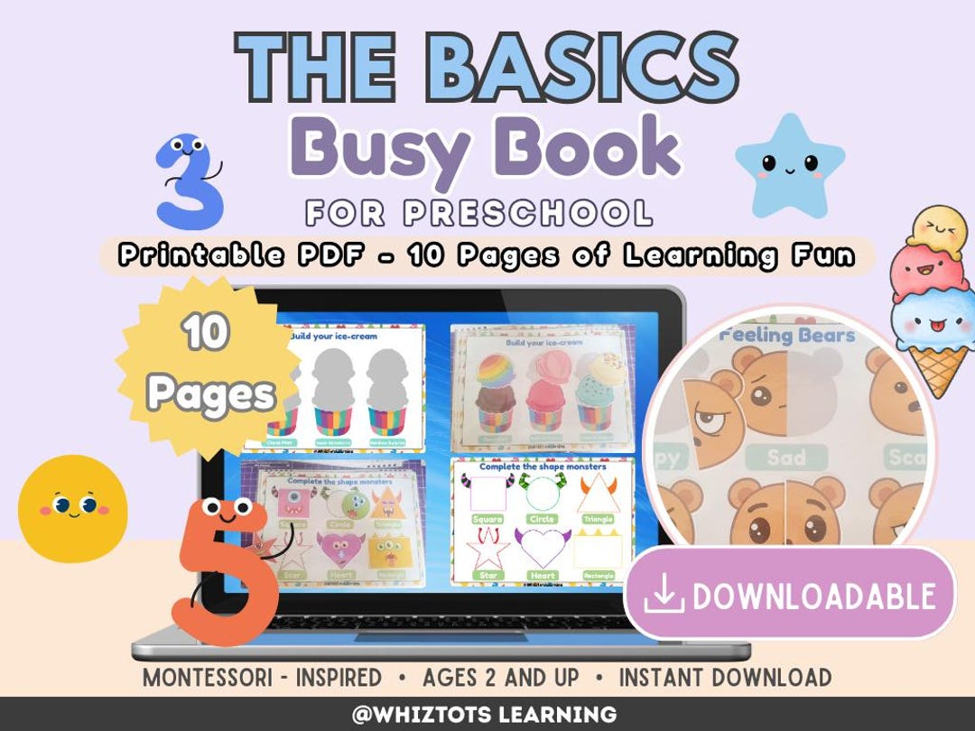 Preschool Busy Book: Colors, Shapes, Numbers & Emotions (PDF Printable ...