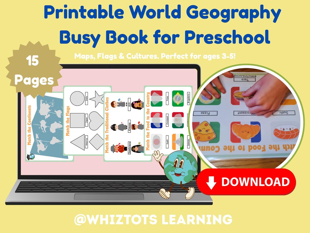 Printable World Geography Busy Book for Preschool | Maps, Flags ...