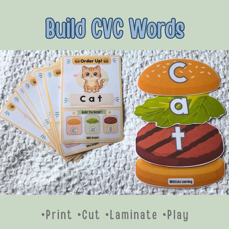 CVC Words Burger Activity | Phonics Game, Spelling Practice (digital ...