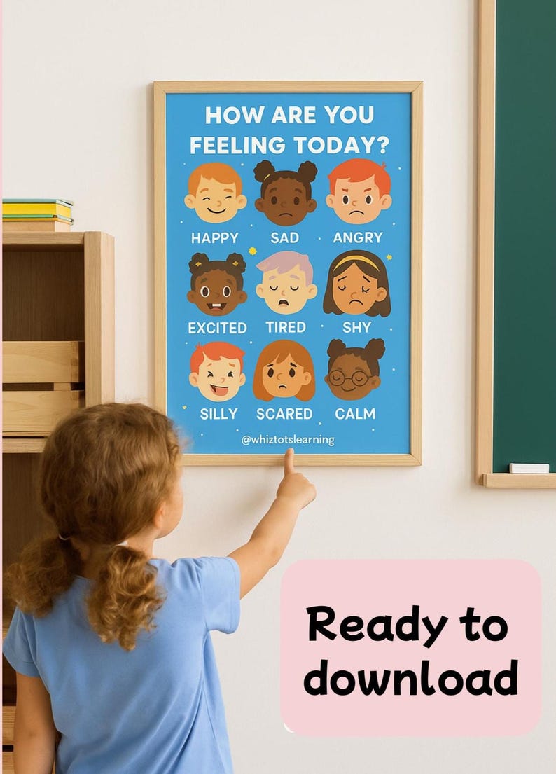 Kids Emotions Chart: Feelings Poster for Classroom or Calm Corner ...