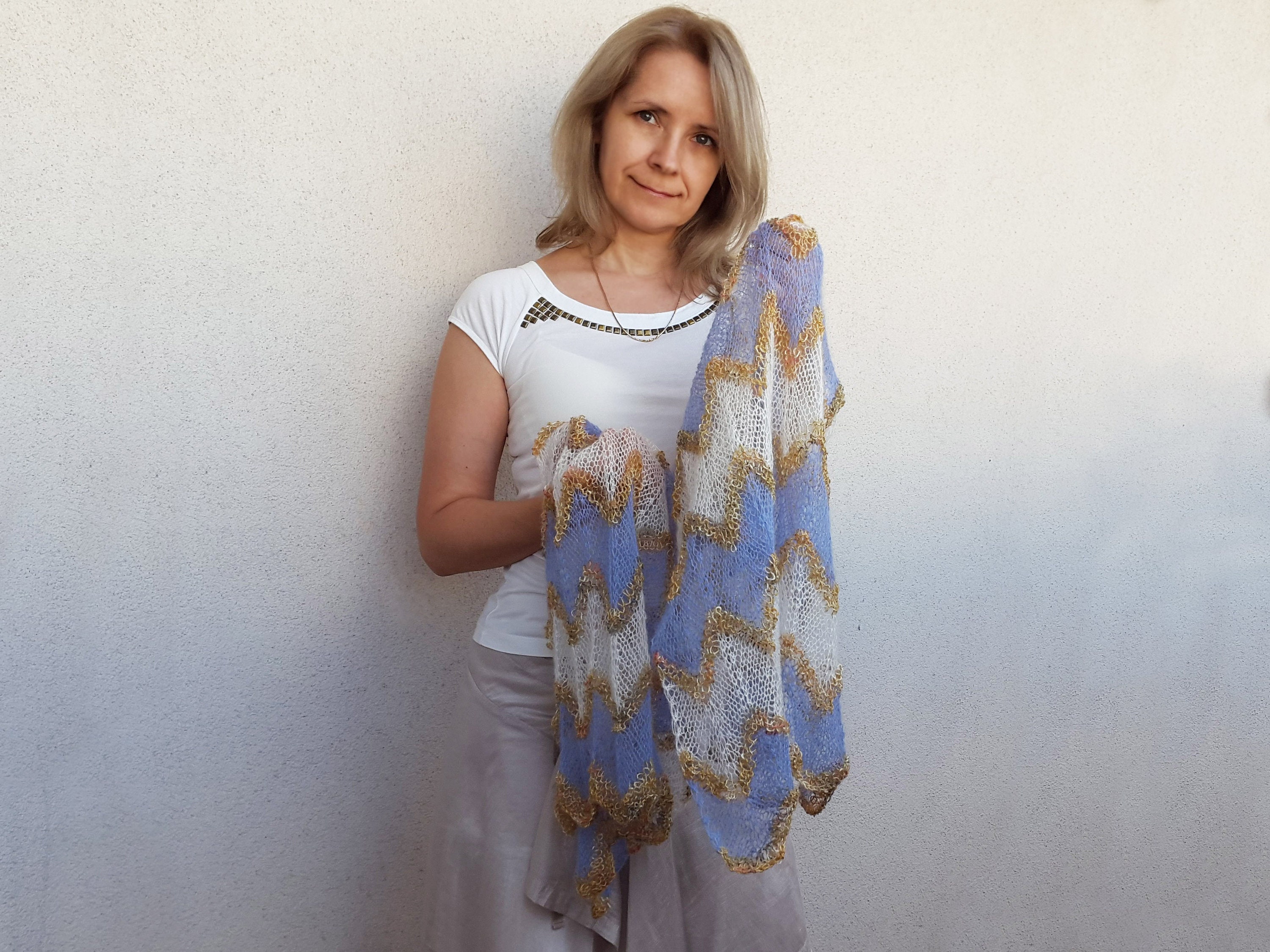 Handmade scarf Extra long ladies scarf White oversize scarf - Etsy 日本