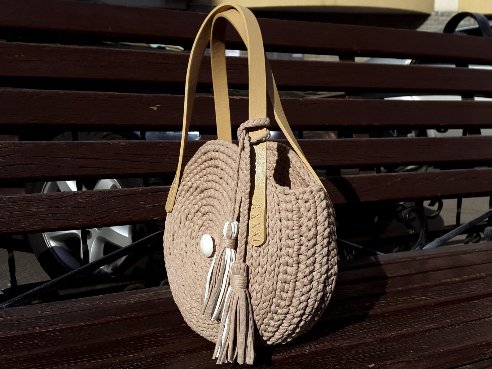 Crochet Round Bag Knit Circle Bag Stylish Round Women's - Etsy