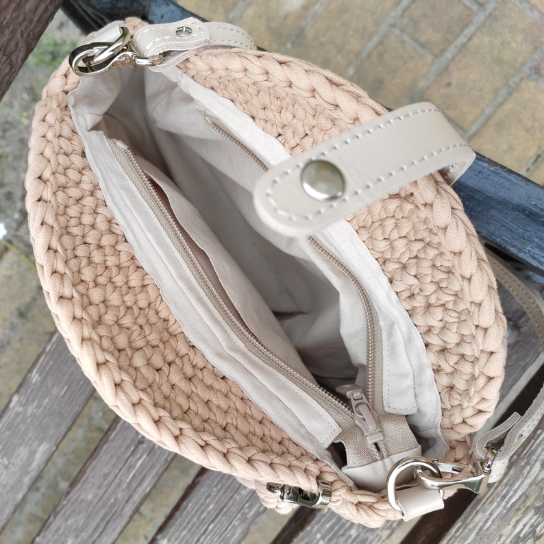 Crochet Round Bag Knit Circle Bag Stylish Round Womens - Etsy