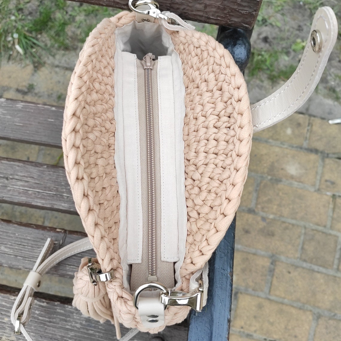 Crochet Round Bag Knit Circle Bag Stylish Round Womens | Etsy