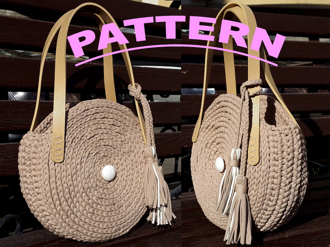 Crochet Pattern Crochet Round Bag Knit Circle Bag Stylish Round Womens ...