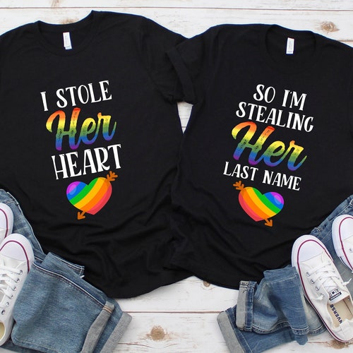 LGBTQ Pride Matching Couple T-shirt Rainbow Lesbian - Etsy