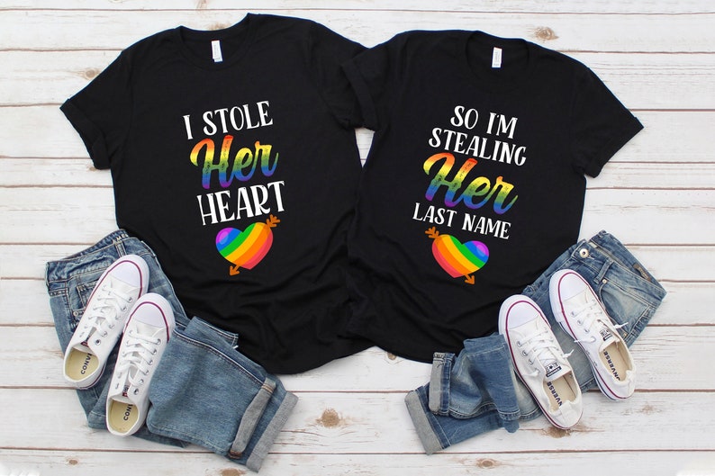 LGBTQ Pride Matching Couple T-shirt Rainbow Lesbian - Etsy