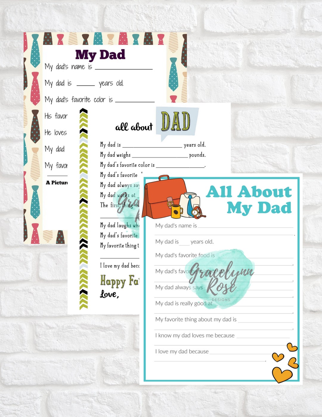 Father's Day Keepsake Gift From Kids, All About My DAD, Father's Day ...