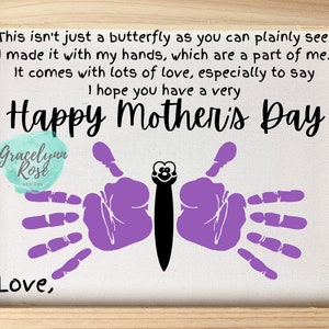 Butterfly Keepsake Gift for Mom, Handprint Poem, Mother's Day Gift, DIY ...