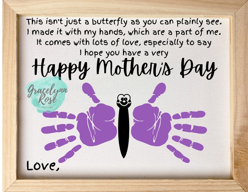Butterfly Keepsake Gift for Mom, Handprint Poem, Mother's Day Gift, DIY ...