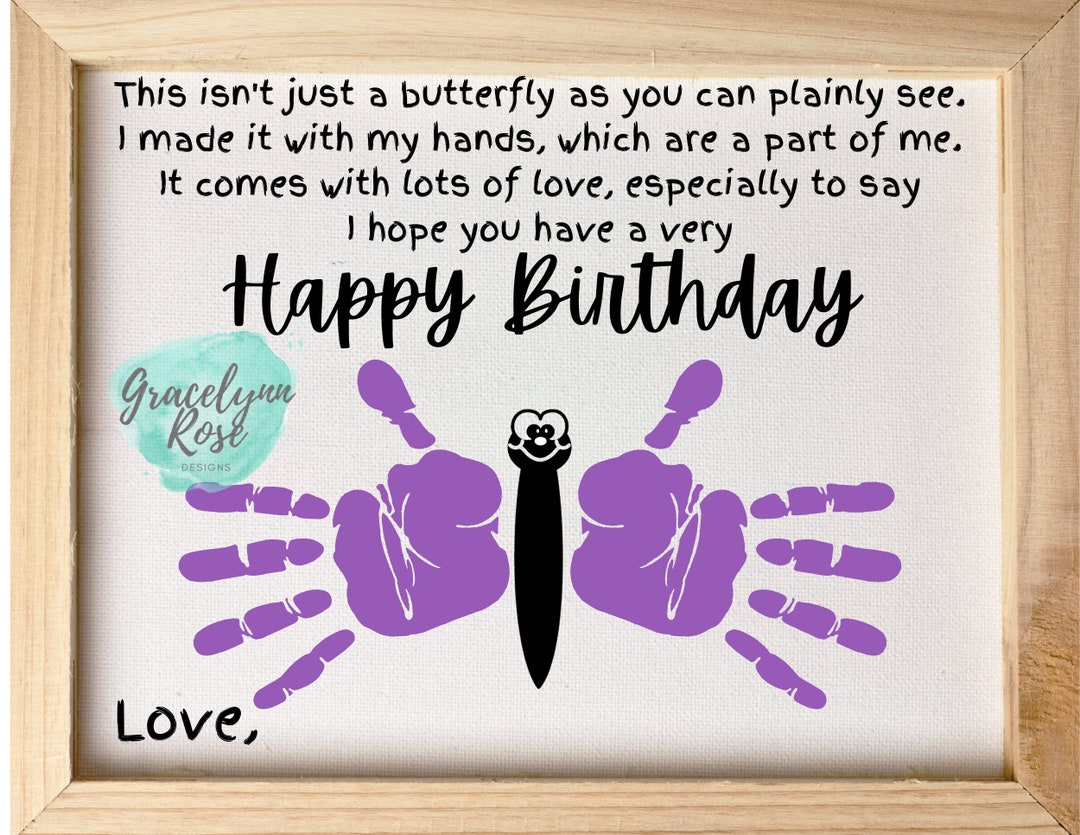 Butterfly Keepsake Gift for Birthday, Handprint Poem, Birthday Gift ...