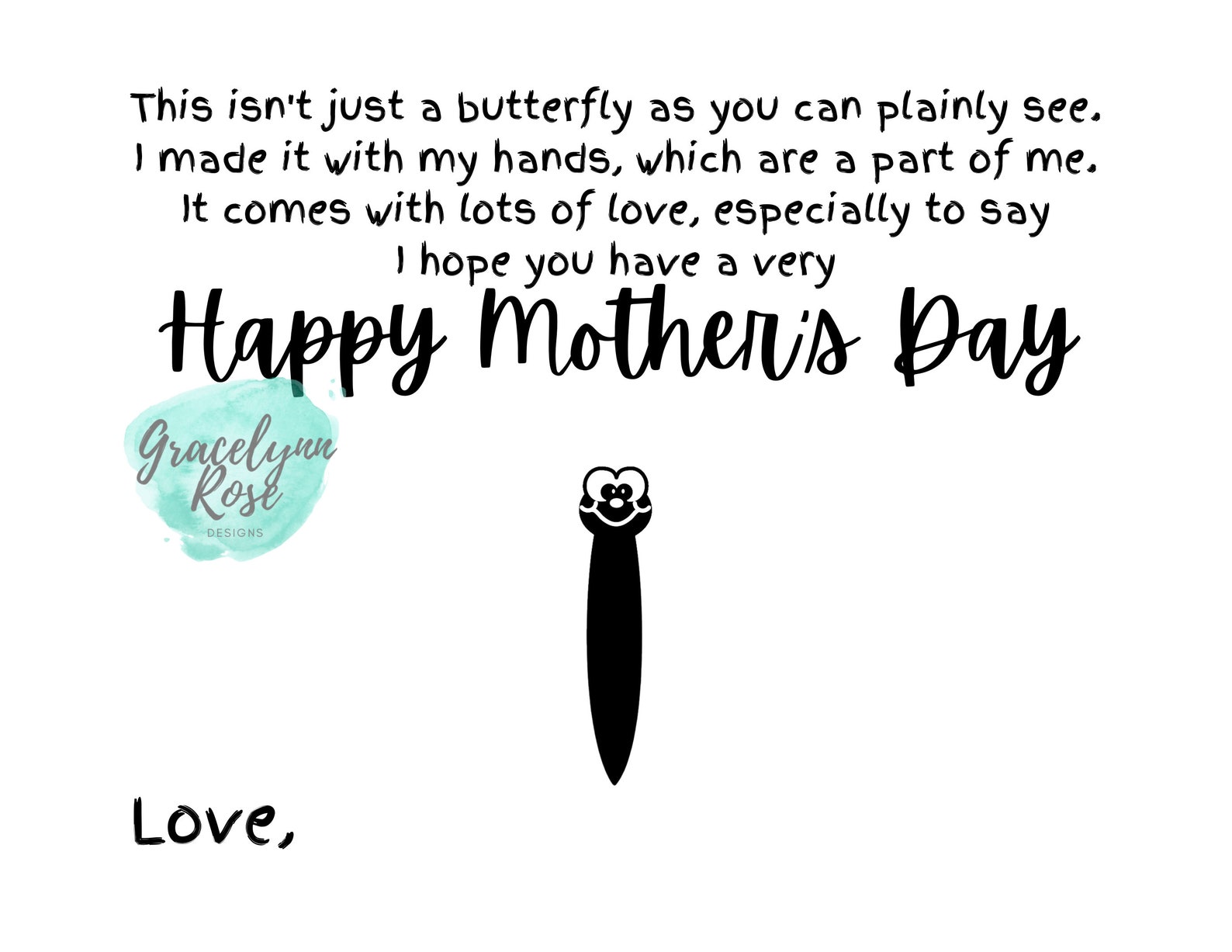 Butterfly Keepsake Gift for Mom, Handprint Poem, Mother's Day Gift, DIY ...