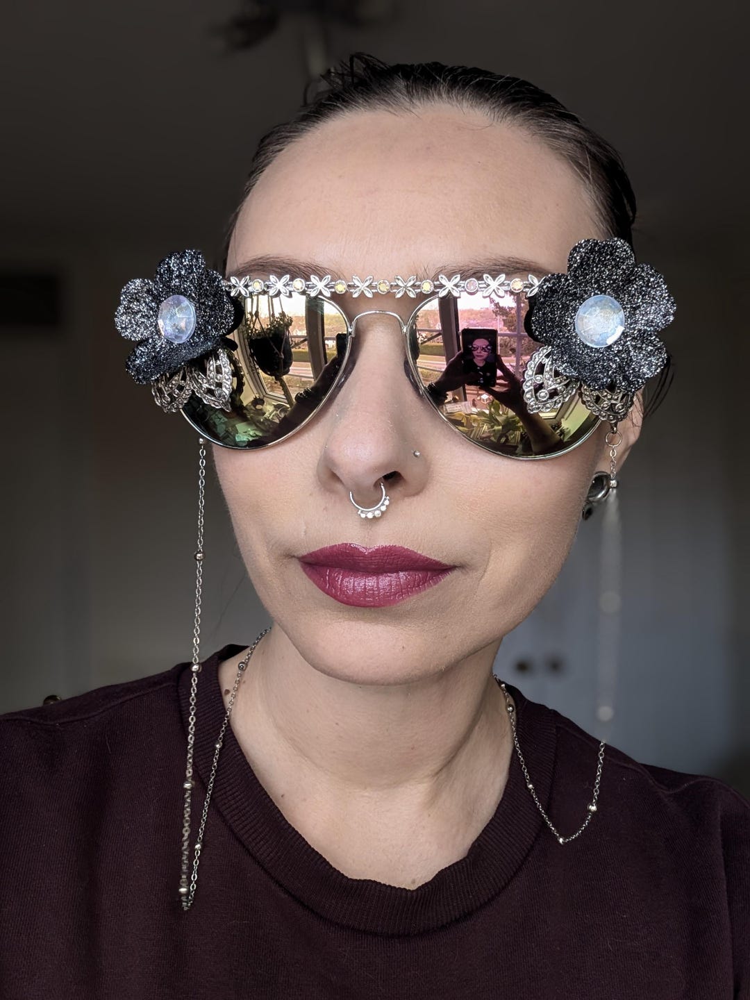 Embellished Festival Aviator Sunglasses, Rock Rave Outfit, Party Shades ...
