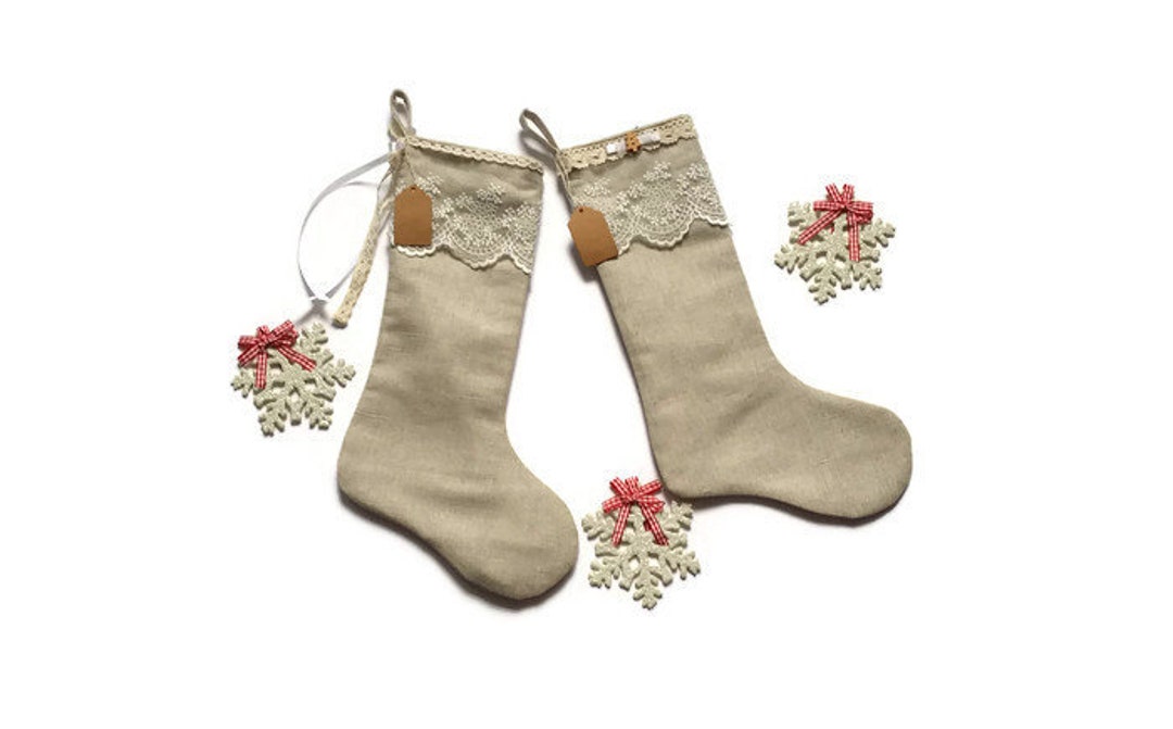 Personalised Natural Linen Christmas Stocking, Family Stockings ...