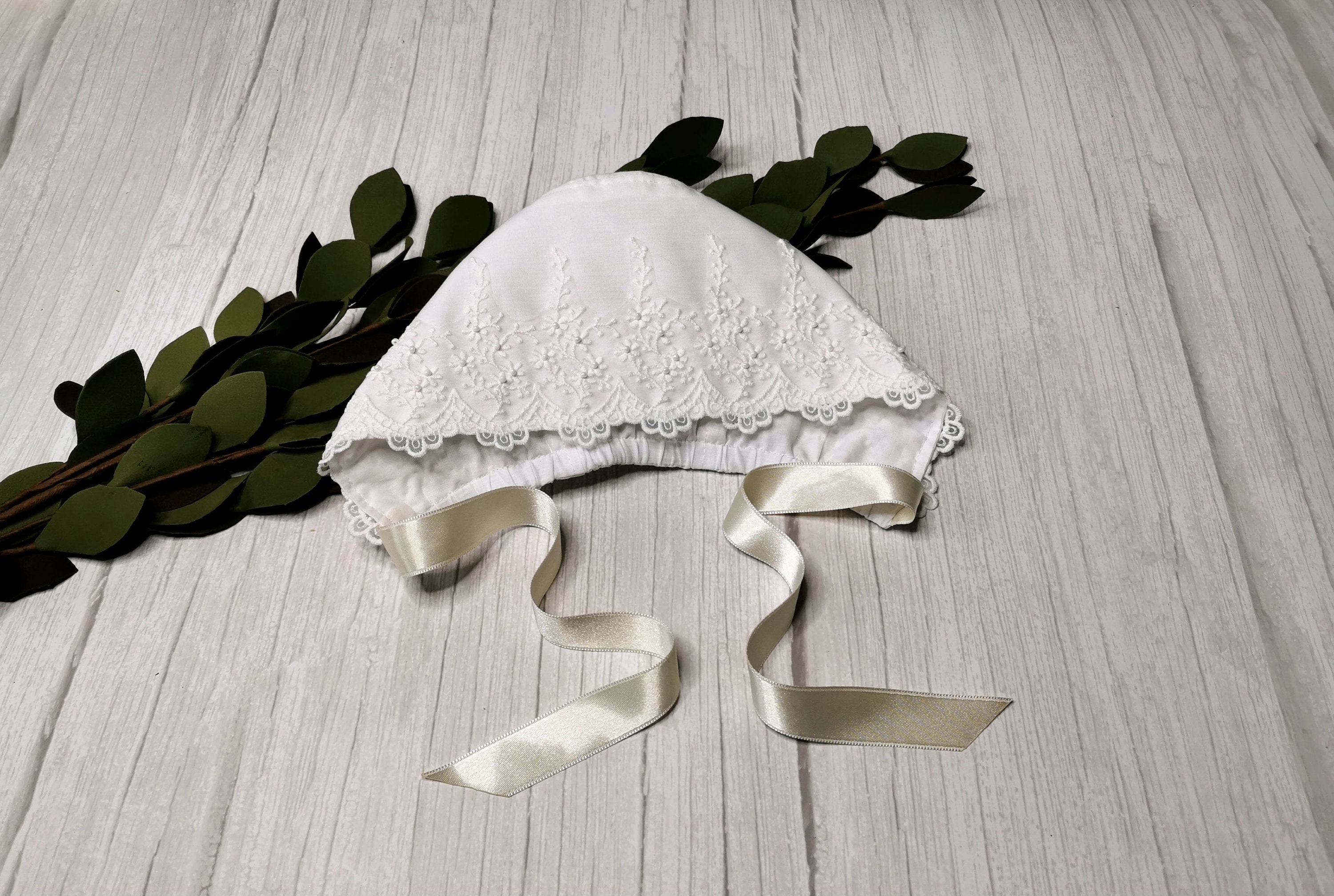 Girl Hat Baptism, White Christening Hat, Cotton Hat, Embroidered Bonnet ...