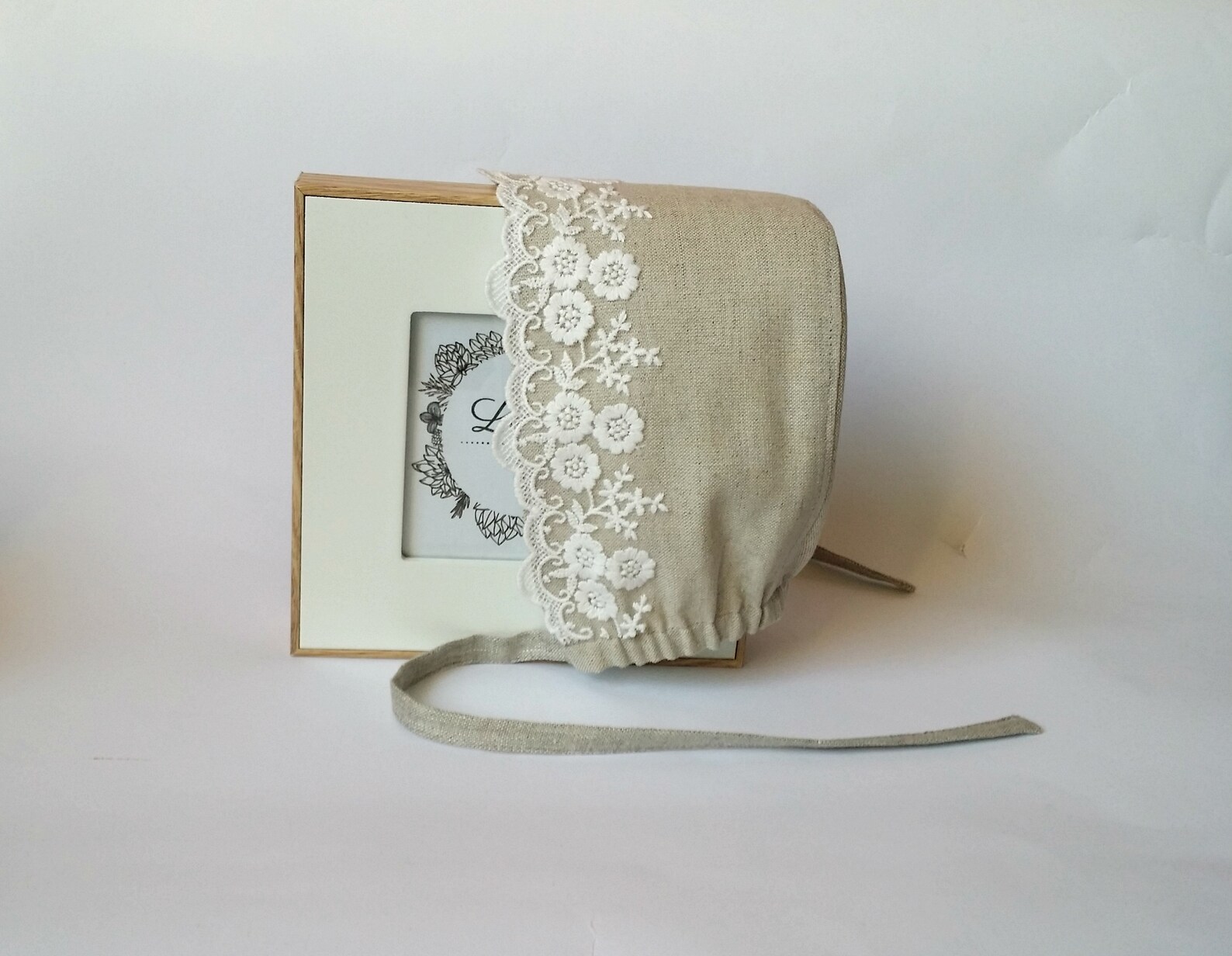 Natural Linen Bonnet, Christening Hat, Hat for Girls, Organic Linen Hat ...