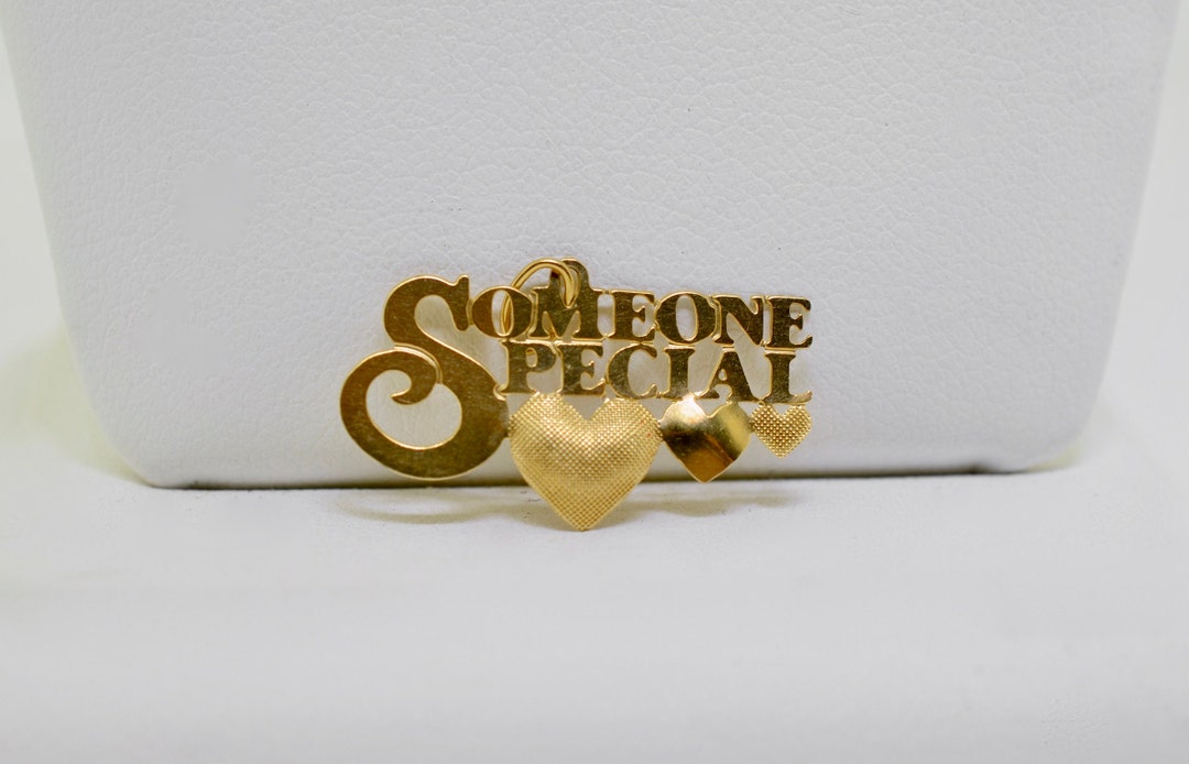 14K Yellow Gold "someone Special" Heart Charm - Etsy