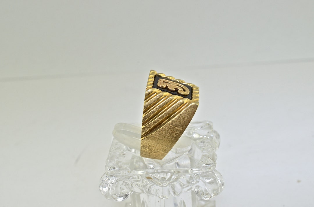 Mens 14k Yellow Gold Initial "j" Ring. Size 10.5 - Etsy