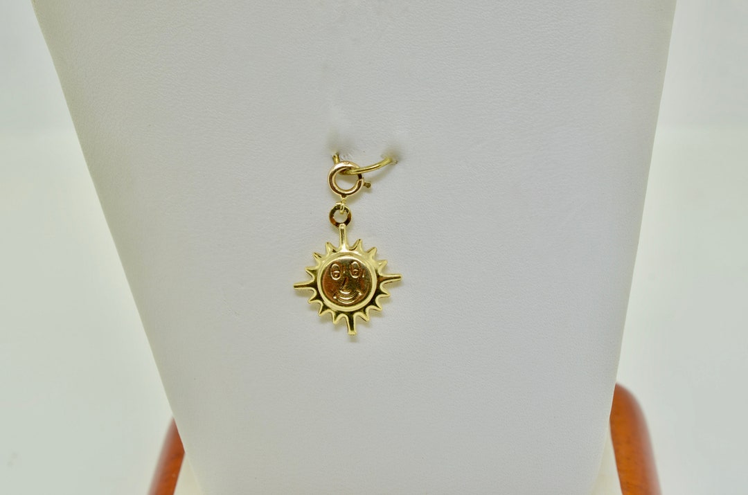 14K Yellow Gold Sun Charm - Etsy