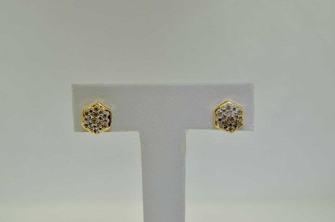 14K Yellow Gold Diamond Push Back Earrings - Etsy