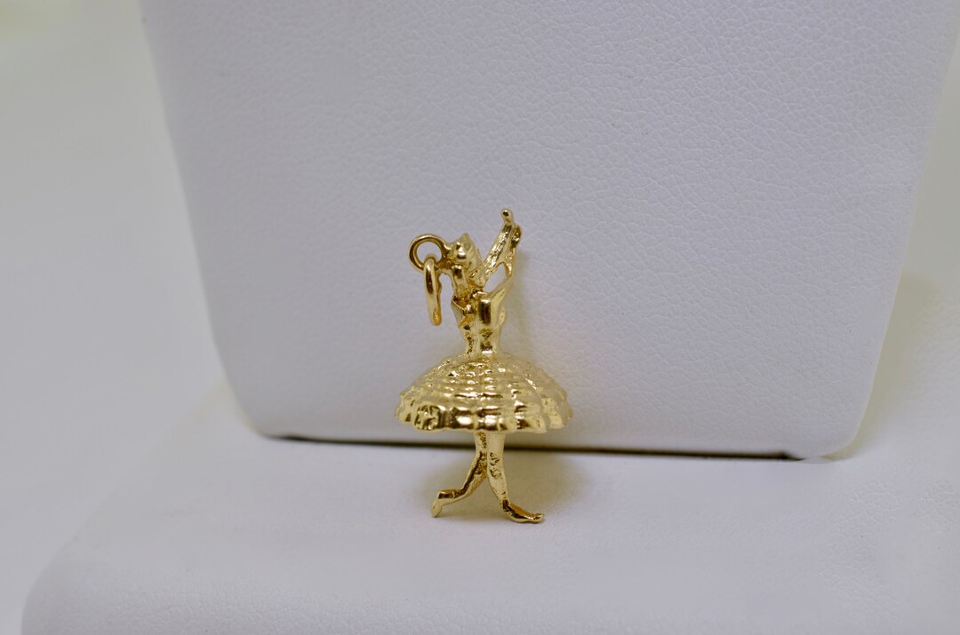 14K Yellow Gold Twirling Ballerina Dancing Girl Charm Pendant - Etsy